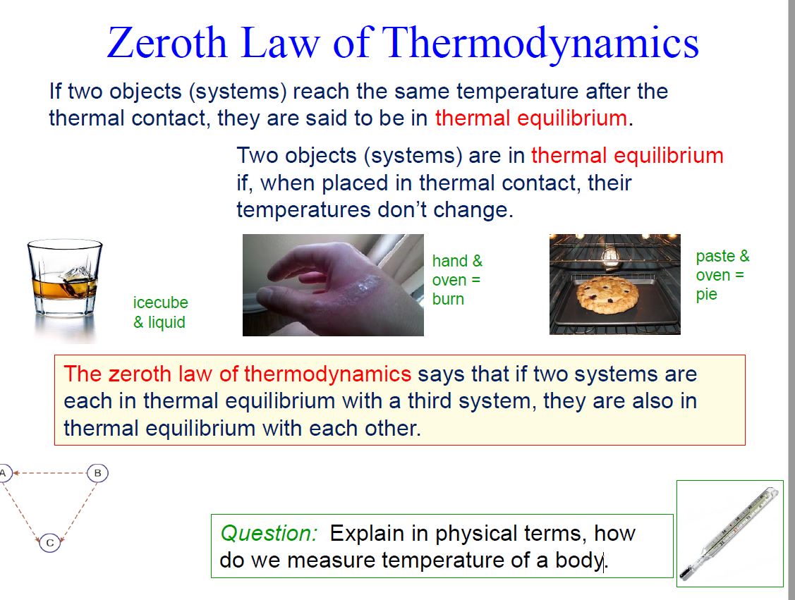 Solved Zeroth Law of Thermodynamics If two objects (systems) | Chegg.com