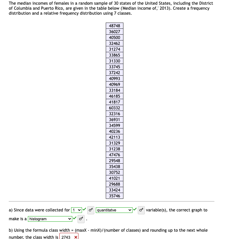Solved b) Using the formula class width =(maxX−minX)/( | Chegg.com