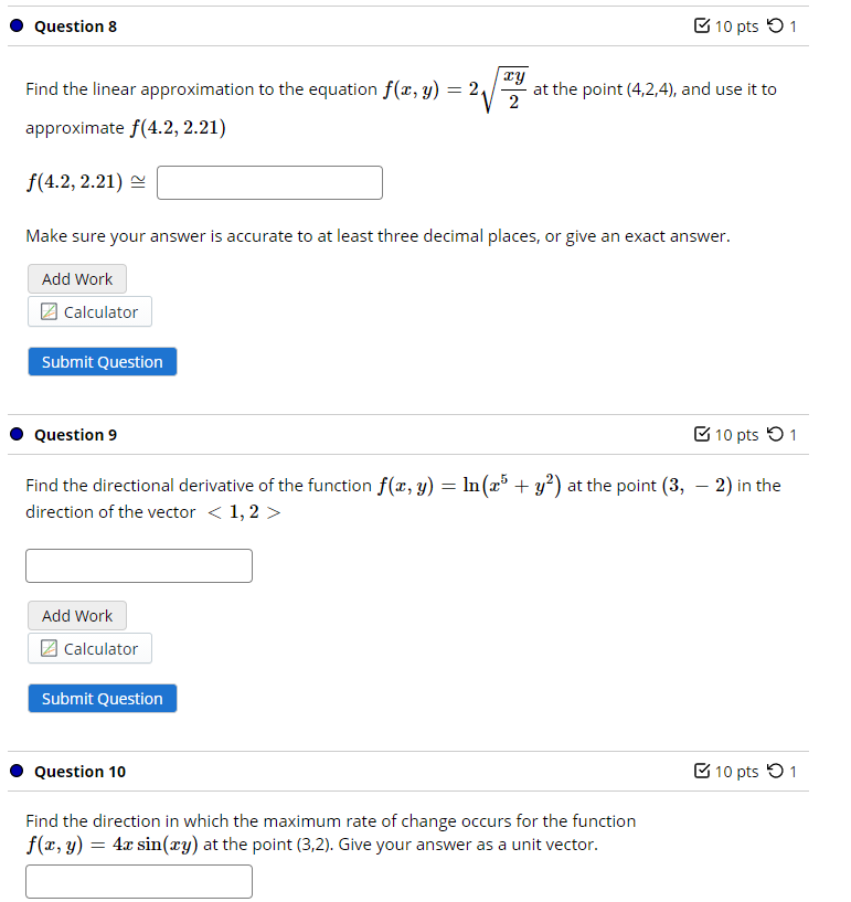 Solved Question 8 10 pts 1 ry Find the linear approximation | Chegg.com