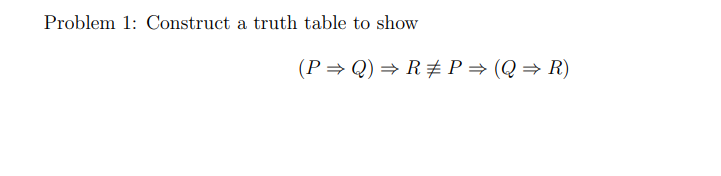 Solved Problem 1: Construct a truth table to show | Chegg.com