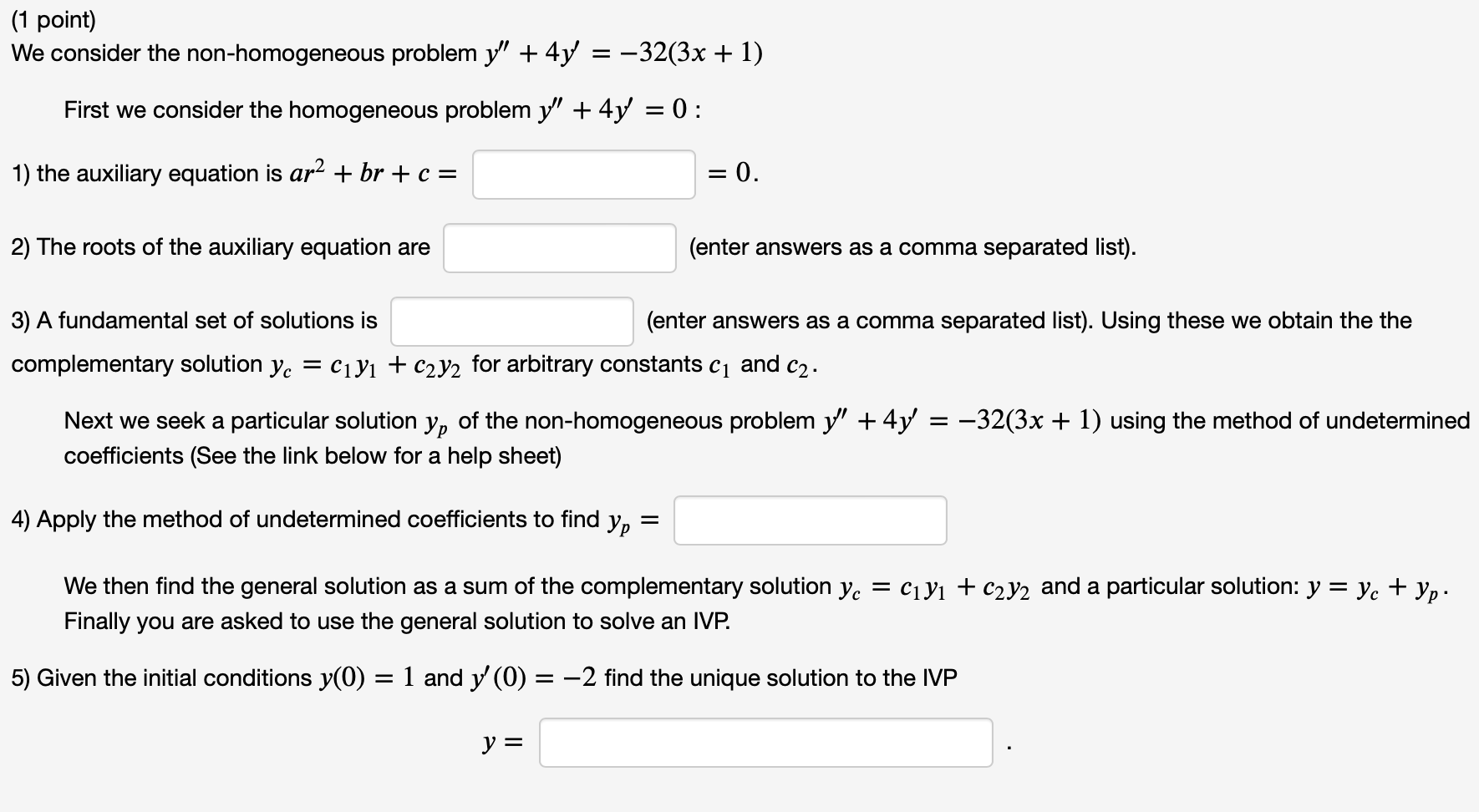 Solved (1 point) We consider the non-homogeneous problem | Chegg.com