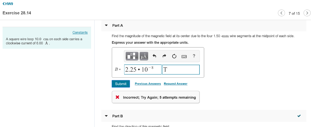 Solved Exercise 28.14 7 of 15 Part A Constants A square | Chegg.com
