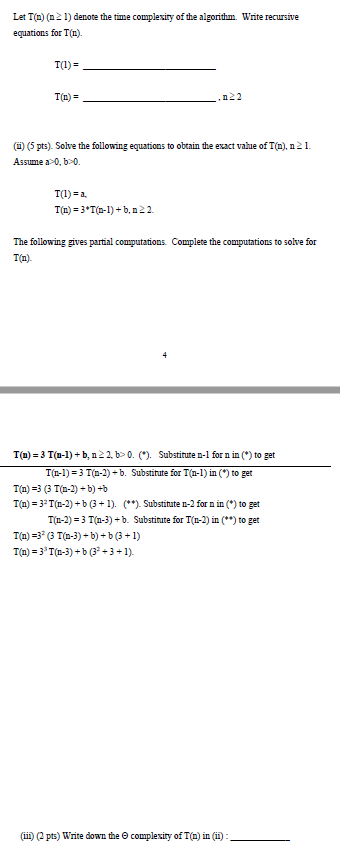 Solved (1) (3 pts) Consider the following algorithm. | Chegg.com