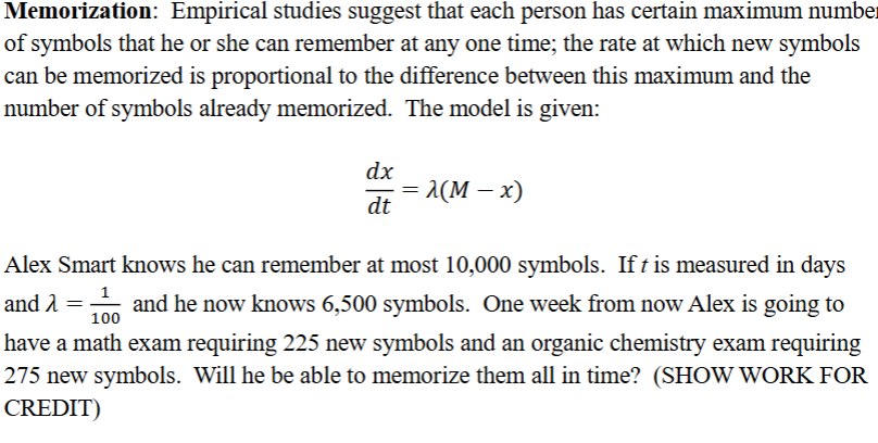 Solved Memorization: Empirical studies suggest that each | Chegg.com