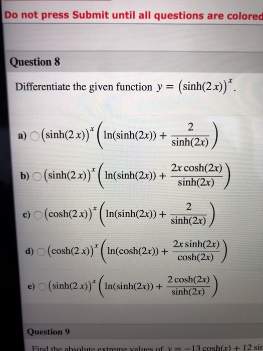 Solved Question 6 Differentiate the given function y = | Chegg.com