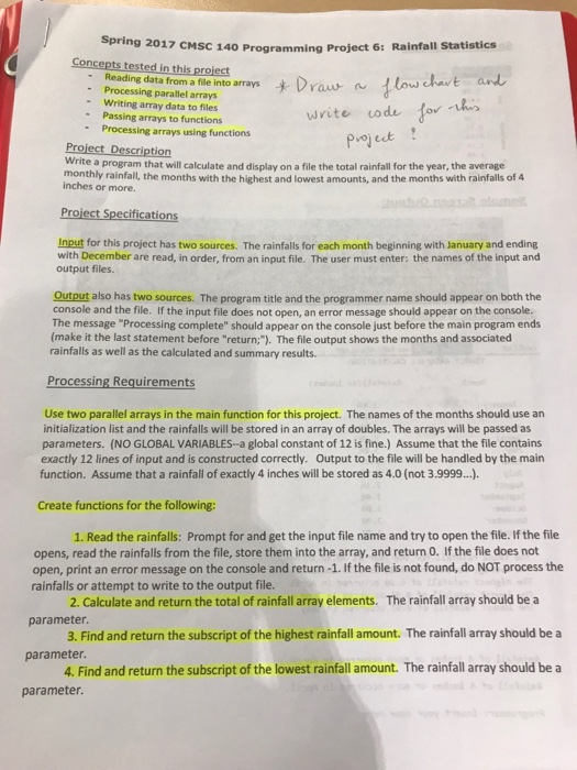 Solved Sprin 9 2017 CMSC 140 Programming Project 6: Rainfall | Chegg.com