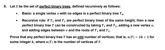 Solved Let S be the set of perfect binary trees, defined | Chegg.com