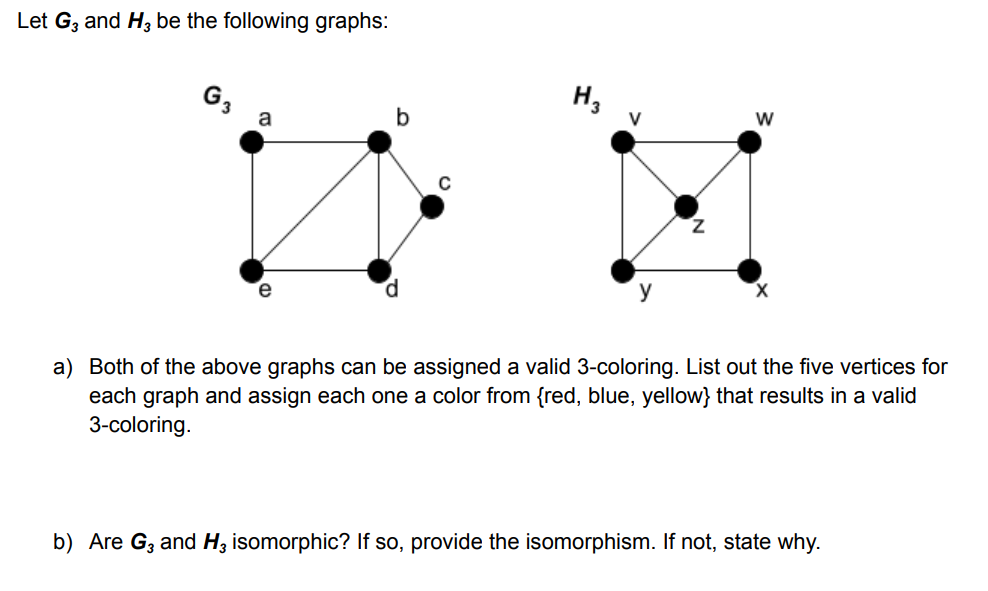 Solved Let G3 and H3 be the following graphs: a) Both of the | Chegg.com
