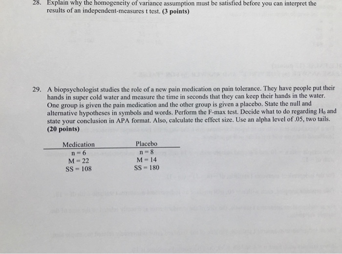 Solved Explain why the homogeneity of variance assumption | Chegg.com
