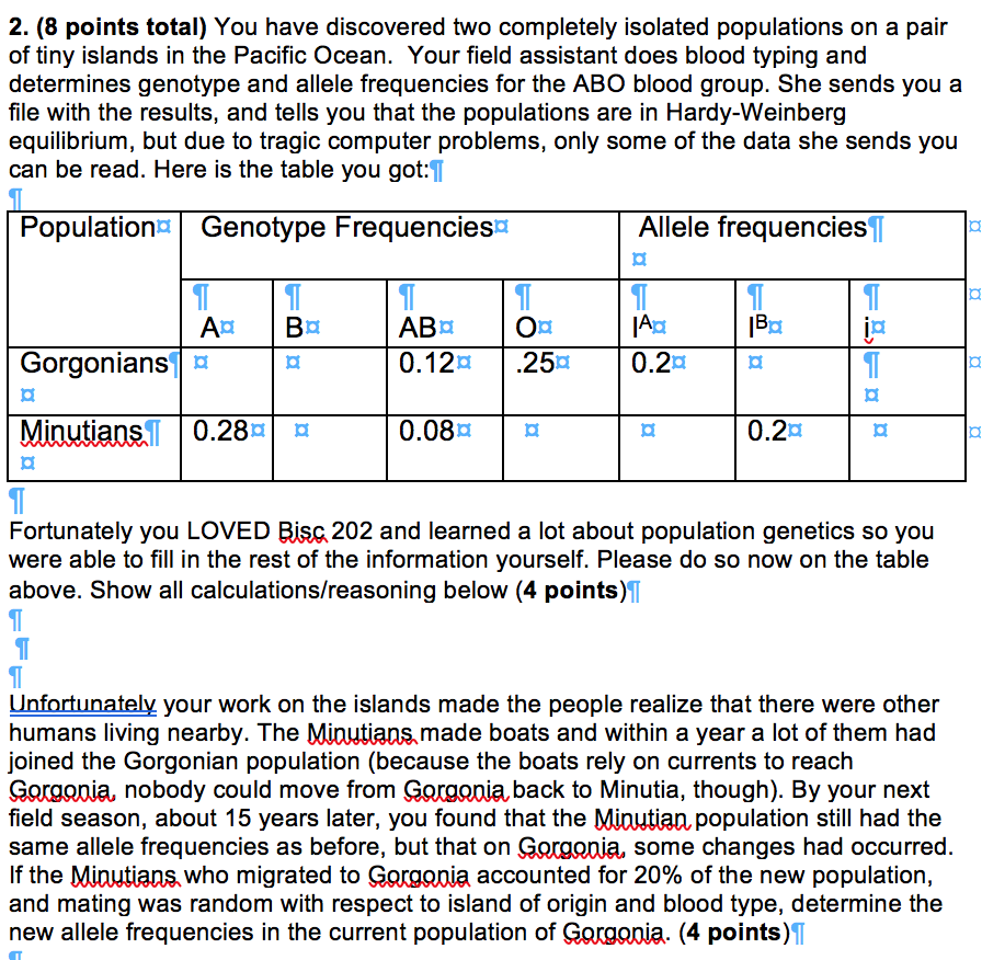 Solved Question about population genetics! Two completely | Chegg.com