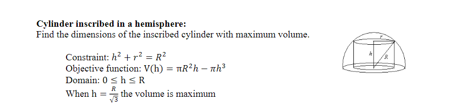 Solved Cylinder inscribed in a hemisphere: Find the | Chegg.com