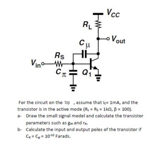 Solved For the circuit on the top, assume that Ic=1 mA, and | Chegg.com