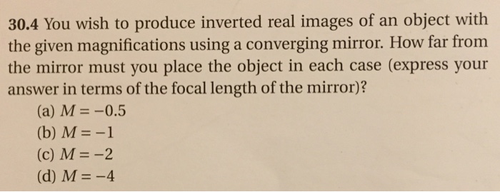 Solved You wish to produce inverted real images of an object | Chegg.com