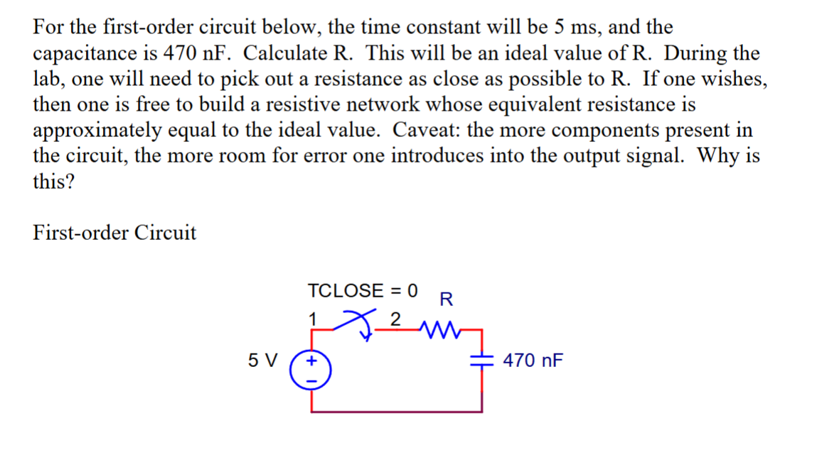 Solved For the first-order circuit below, the time constant | Chegg.com