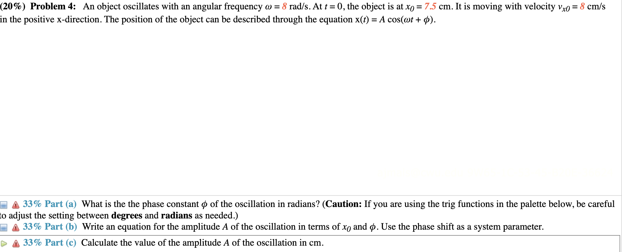 Solved 20 Problem 4 An Object Oscillates With An 