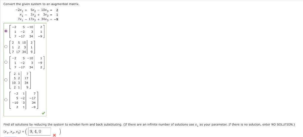 Solved Convert the given system to an augmented matrix. | Chegg.com