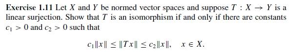 Solved Exercise 1.11 Let X and Y be normed vector spaces and | Chegg.com