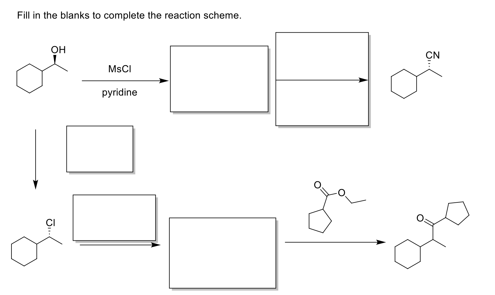 Solved Fill in the blanks to complete the reaction scheme. | Chegg.com