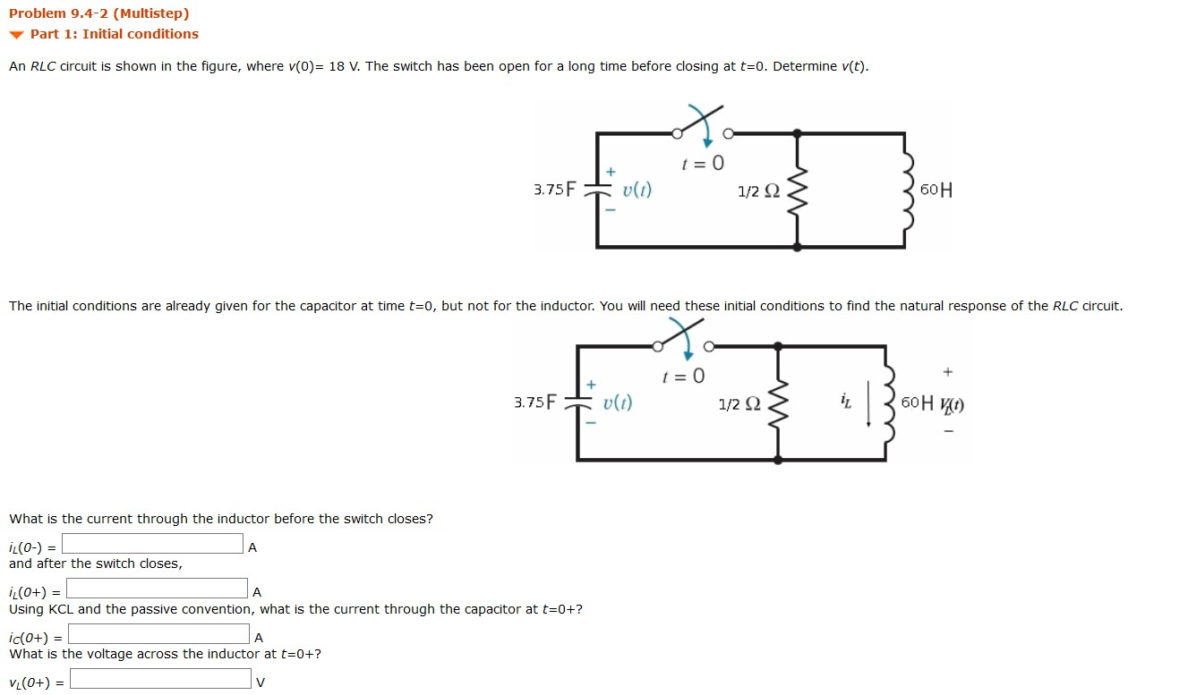 Solved Problem 9.4-2 (Multistep) Part 1: Initial conditions | Chegg.com