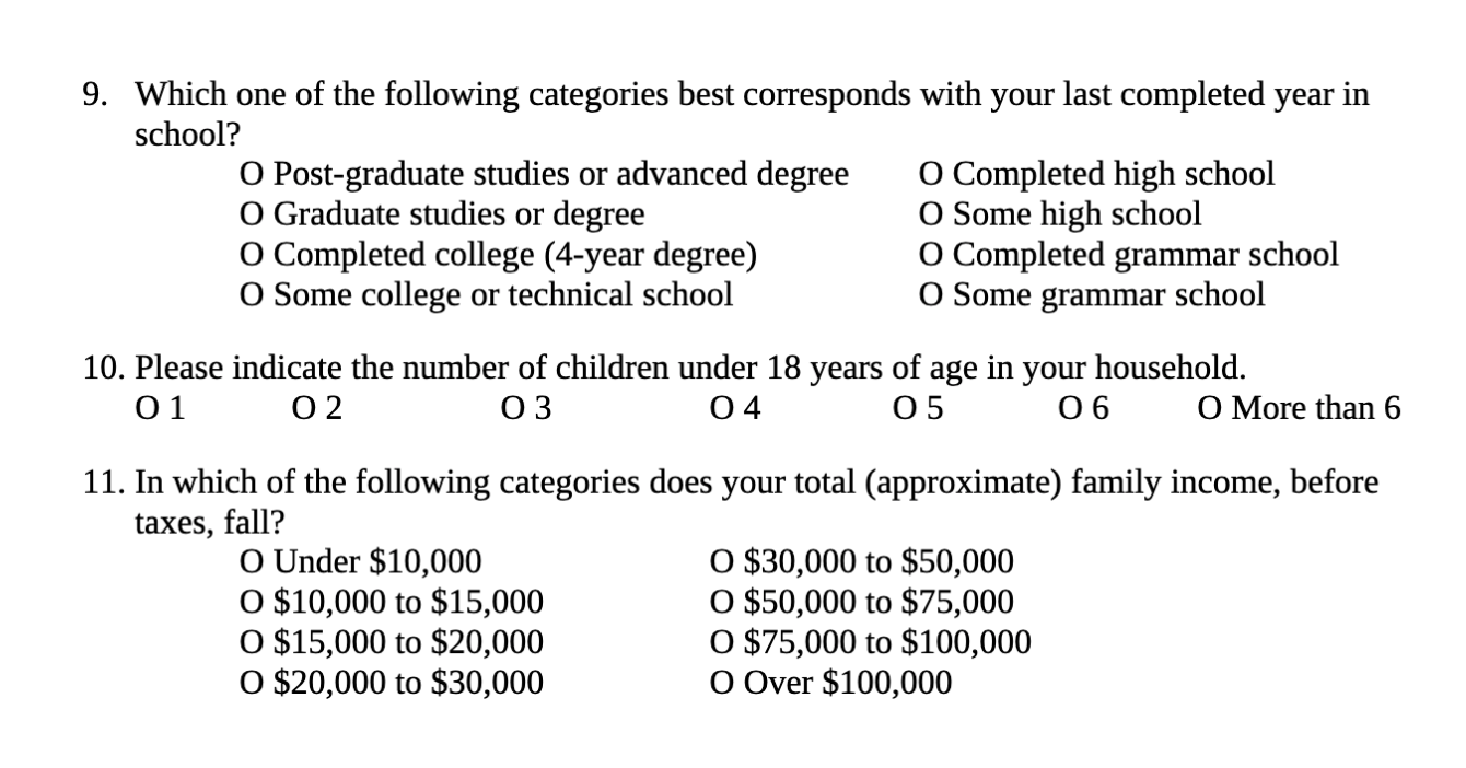 Solved Examine this questionnaire and then complete the | Chegg.com