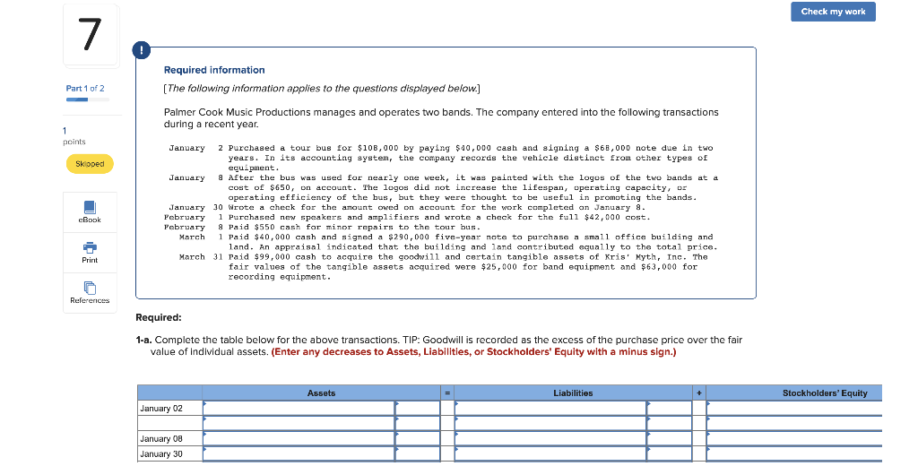 Solved Check my work 7 ! Required information [The following | Chegg.com