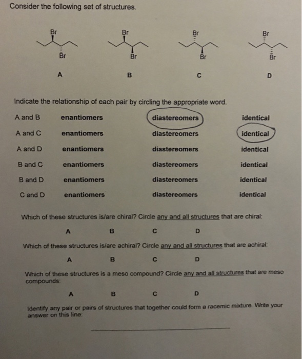 Solved Consider the following set of structures. Indicate | Chegg.com