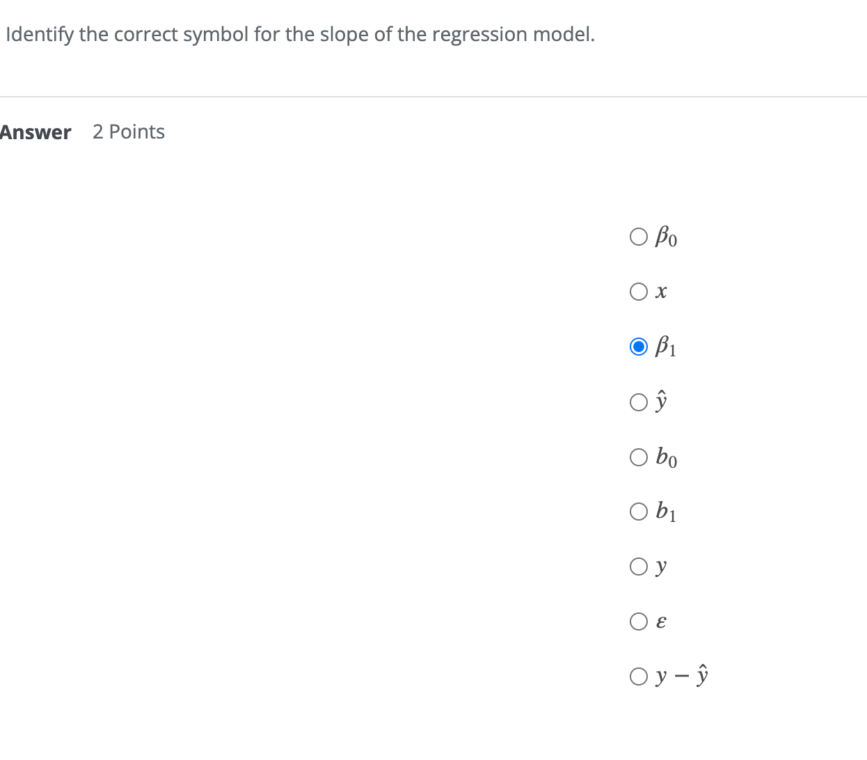 Solved Identify the correct symbol for the slope of the | Chegg.com