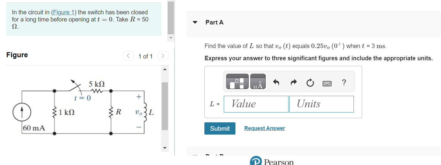 Solved In the circuit in the switch has been closed for a | Chegg.com