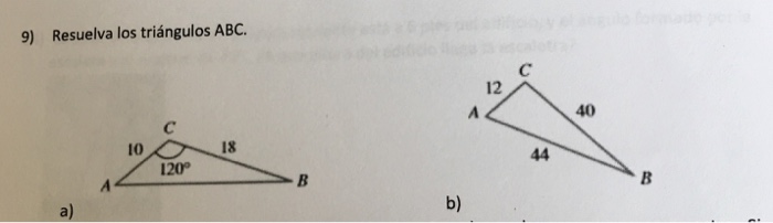 Solved Resuelva los triangulos ABC. | Chegg.com