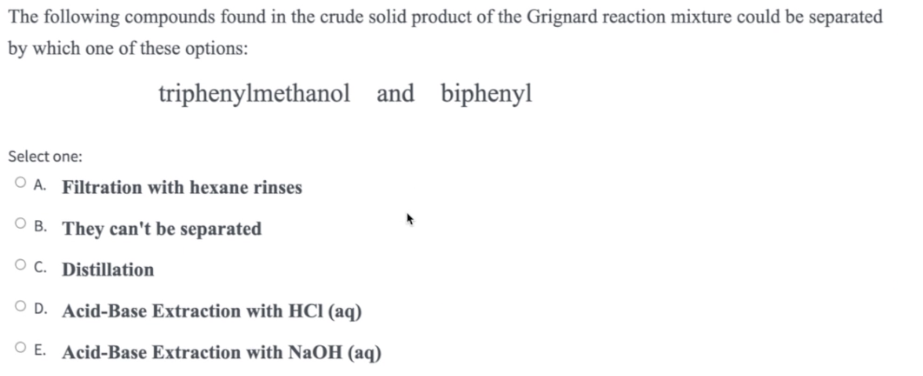 Solved The following compounds found in the crude solid | Chegg.com
