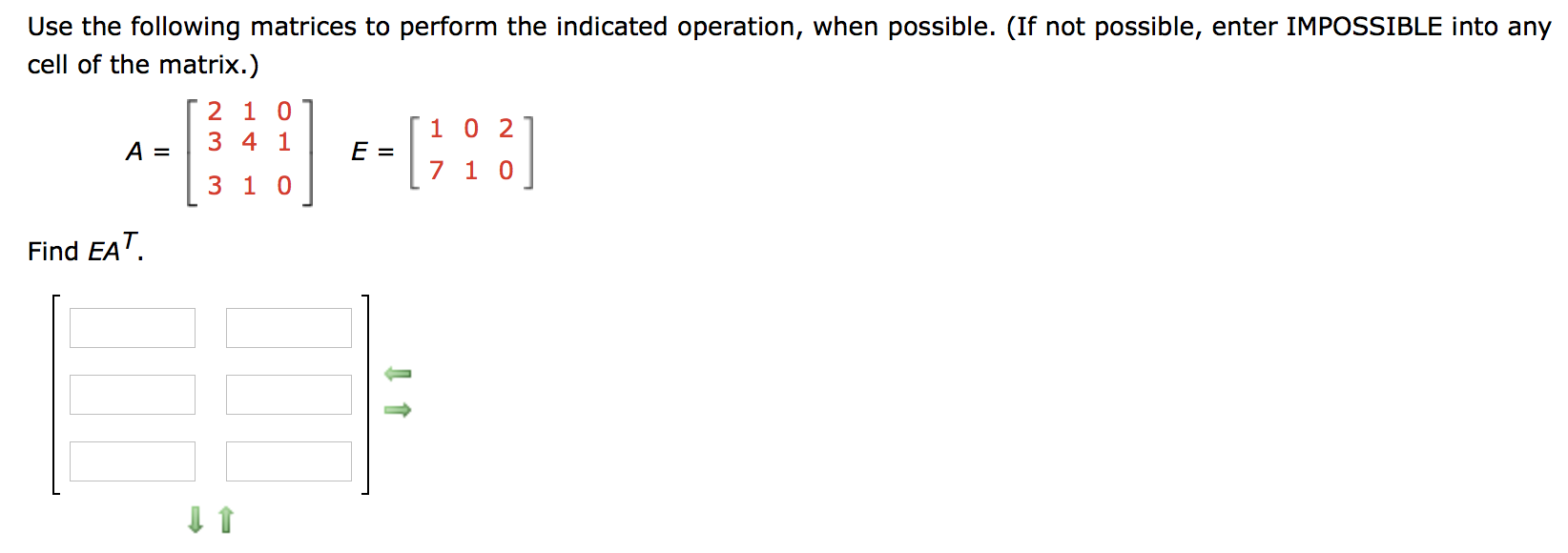 Solved Use the following matrices to perform the indicated | Chegg.com