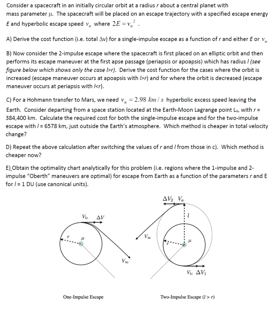 Consider a spacecraft in an initially circular orbit | Chegg.com
