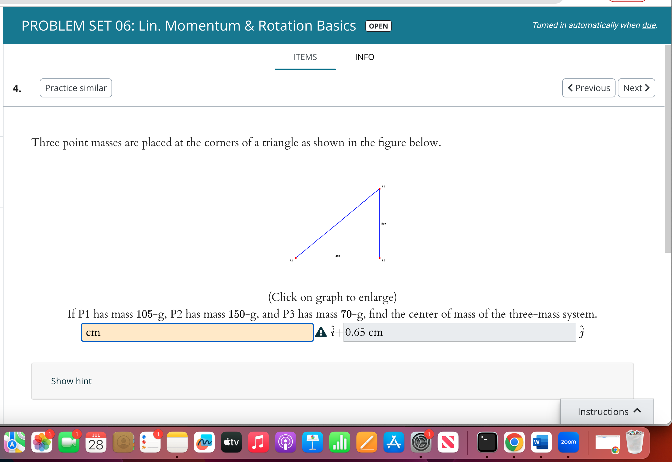 Solved Three point masses are placed at the corners of a | Chegg.com