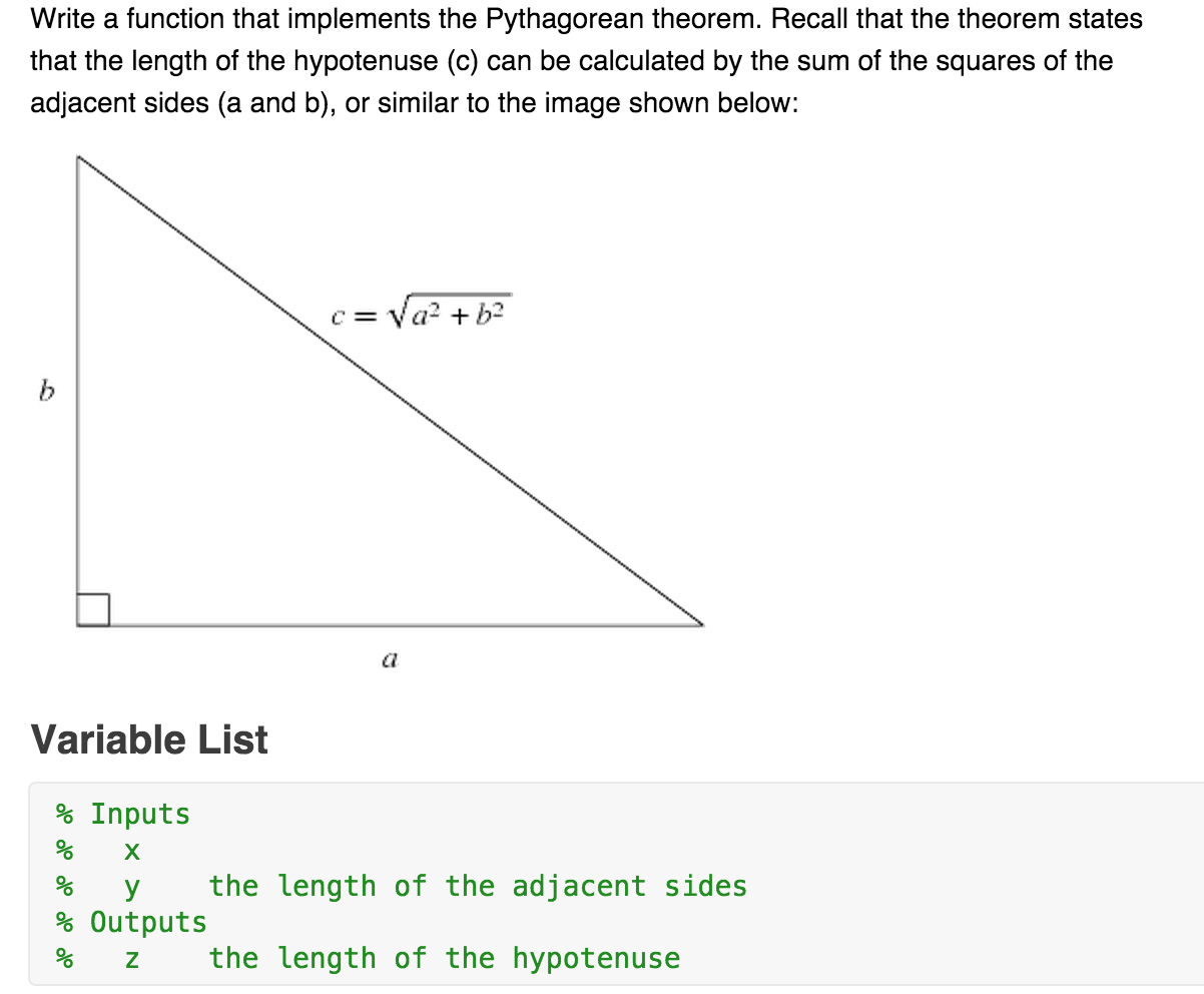 Solved Write a function that implements the Pythagorean | Chegg.com Solved Write a function that implements the Pythagorean | Chegg.com