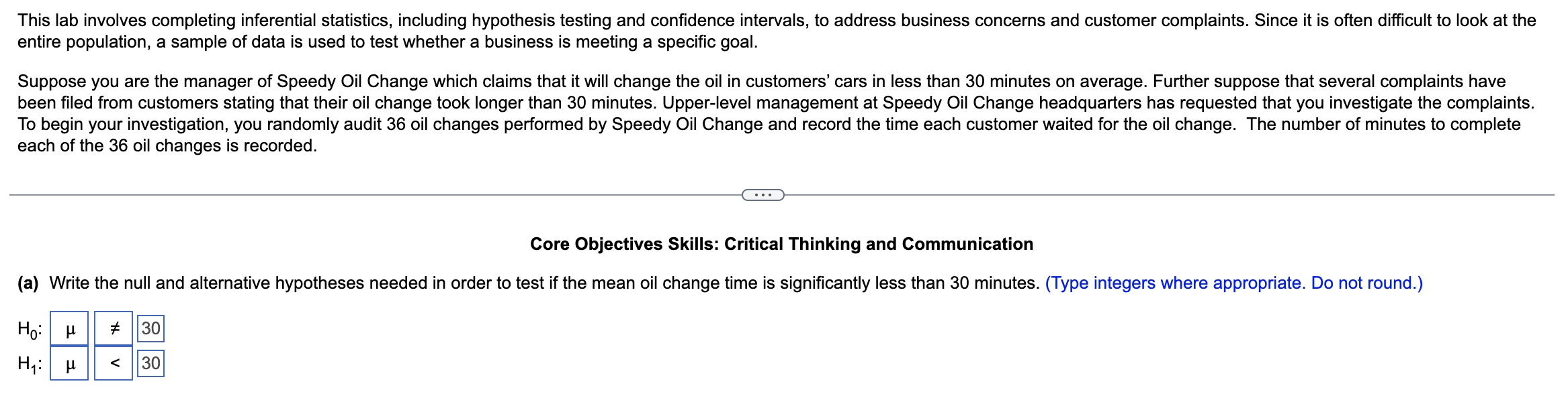 Solved This lab involves completing inferential statistics, | Chegg.com