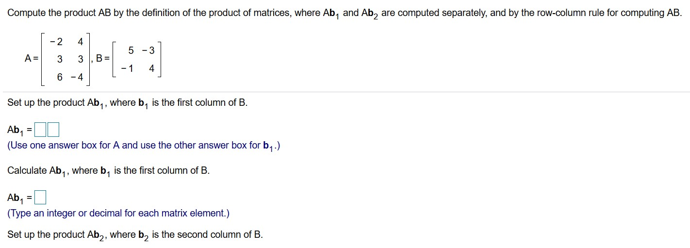 Solved Compute the product AB by the definition of the | Chegg.com