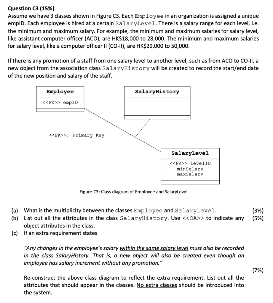 Solved a Question C3 (15%) Assume we have 3 classes shown in | Chegg.com