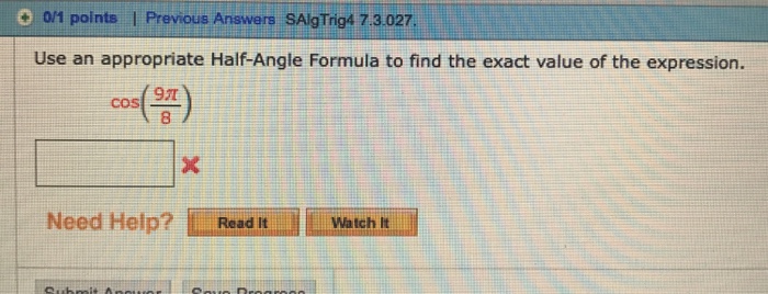 Solved Use an appropriate Half-Angle Formula to find the | Chegg.com