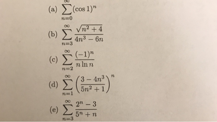 Solved (a) Σ(cos 1) Solved (a) Σ(cos 1)
