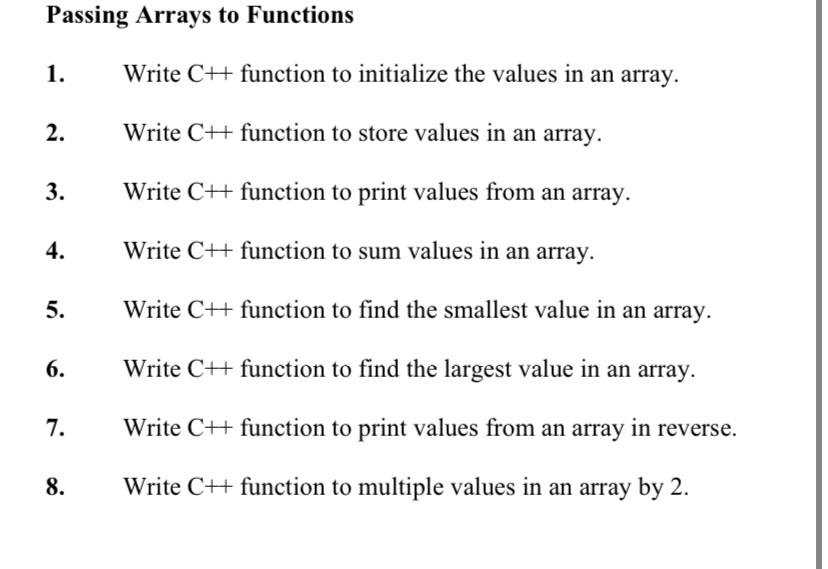 Solved 1. Write C++ function to initialize the values in an | Chegg.com Solved 1. Write C++ function to initialize the values in an | Chegg.com
