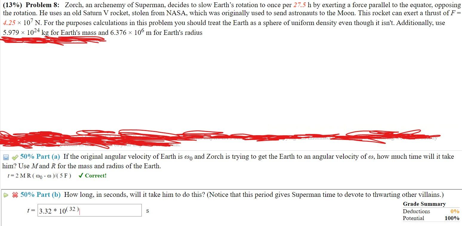 Solved (13\%) Problem 8: Zorch, an archenemy of Superman, | Chegg.com