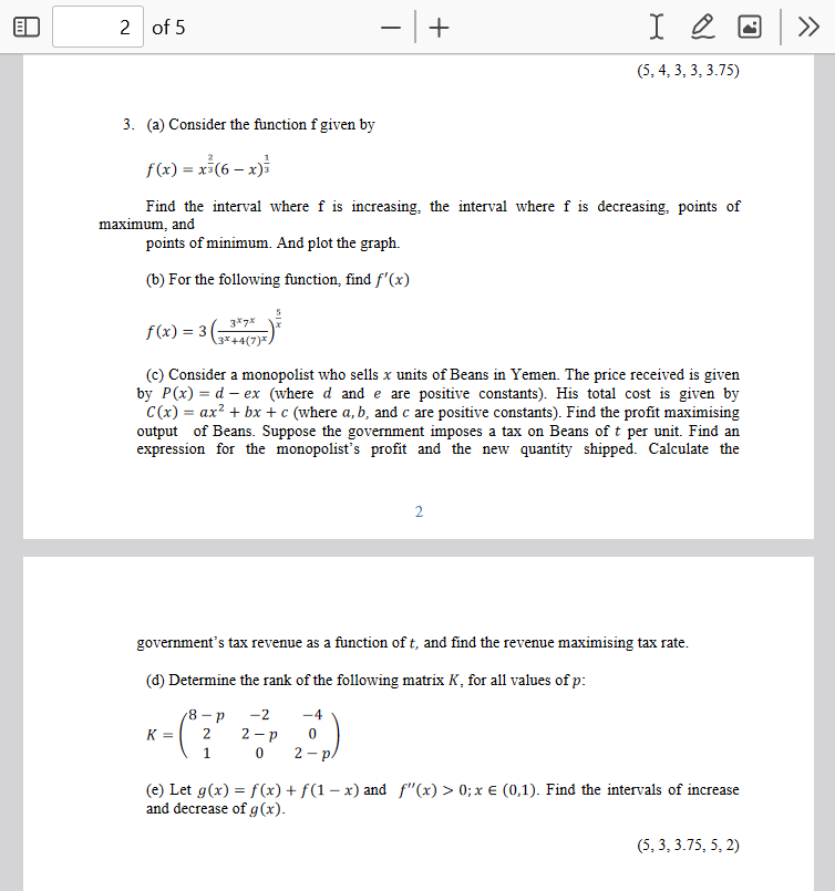 Solved 3. (a) Consider the function f given by | Chegg.com