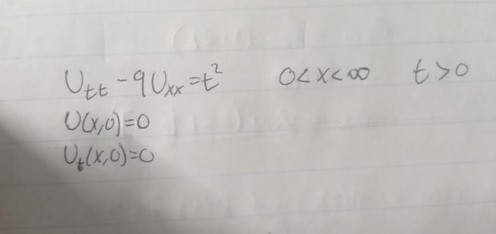 Solved Utt - 9U₁r=t² 0(x,0)=0 U₂(x,0)=0 04x200 t>o | Chegg.com