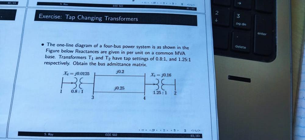 Solved 20 ELE 502 2 Exercise: Tap Changing Transformers 3 og | Chegg.com
