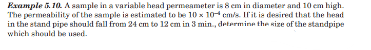 Solved Example 5.10. ﻿A sample in a variable head | Chegg.com