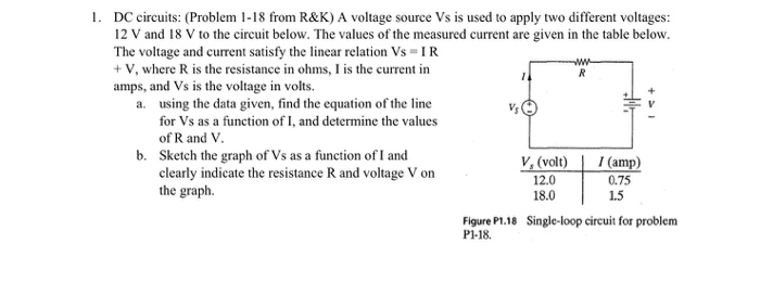 Solved 1. DC circuits: (Problem 1-18 from R&K) A voltage | Chegg.com