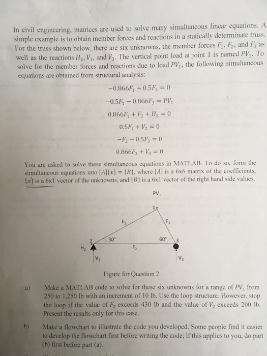 Solved In civil engineering, matrices are used to solve | Chegg.com