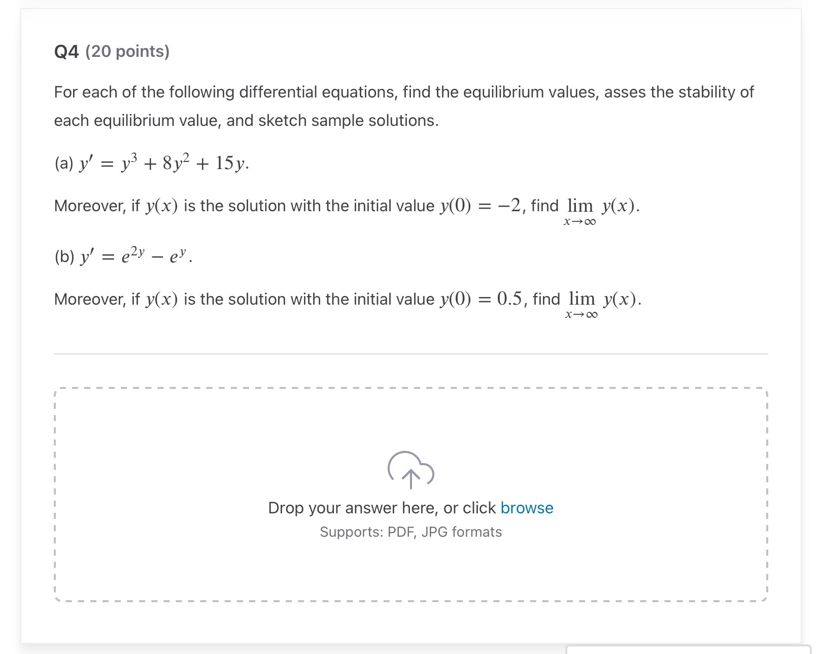 Solved Q4 (20 ﻿points)For each of ﻿the following | Chegg.com