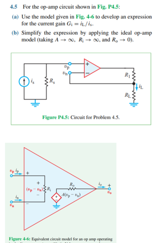 Solved 4.5 For the op-amp circuit shown in Fig. P4.5: (a) | Chegg.com