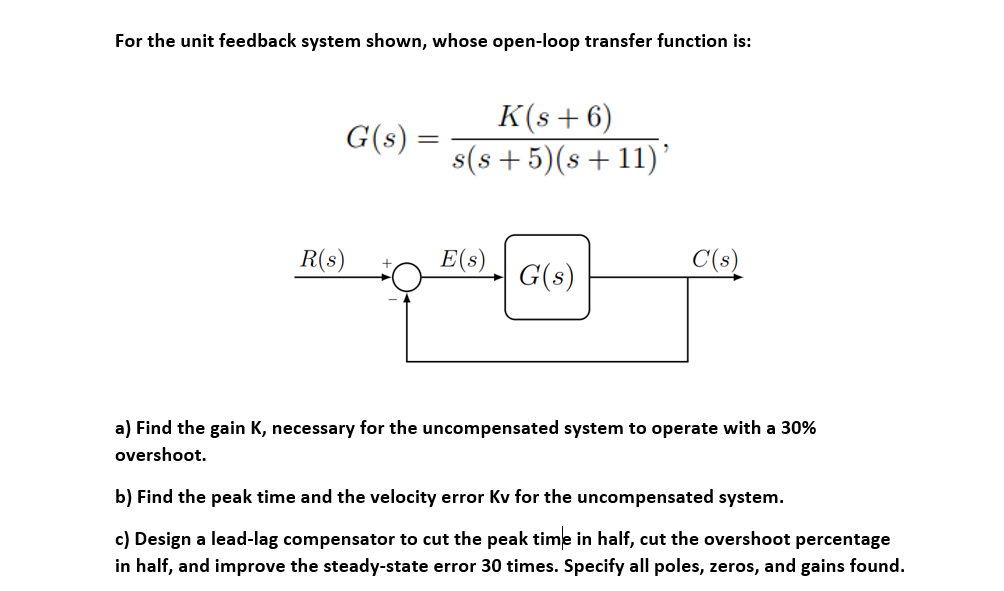 Solved For the unit feedback system shown, whose open-loop | Chegg.com